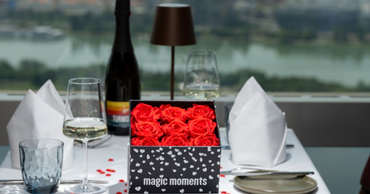Romantic dinner above the rooftops of Vienna at Danube Tower